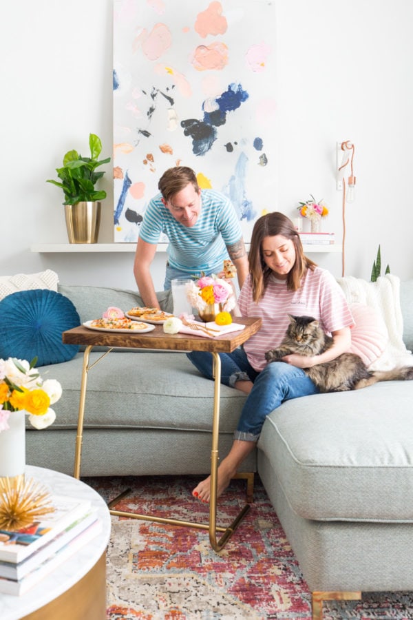 Date Night In - Easy DIY TV Tray Table & Folded Heart Napkins